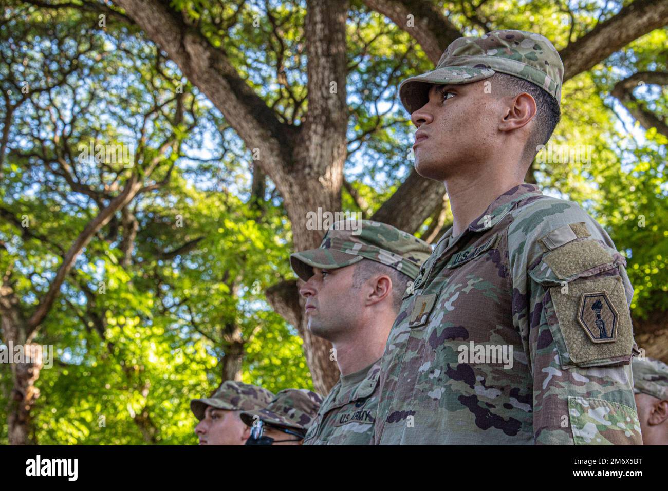 U.S. Army forces and French soldiers participate in a ceremony that ...