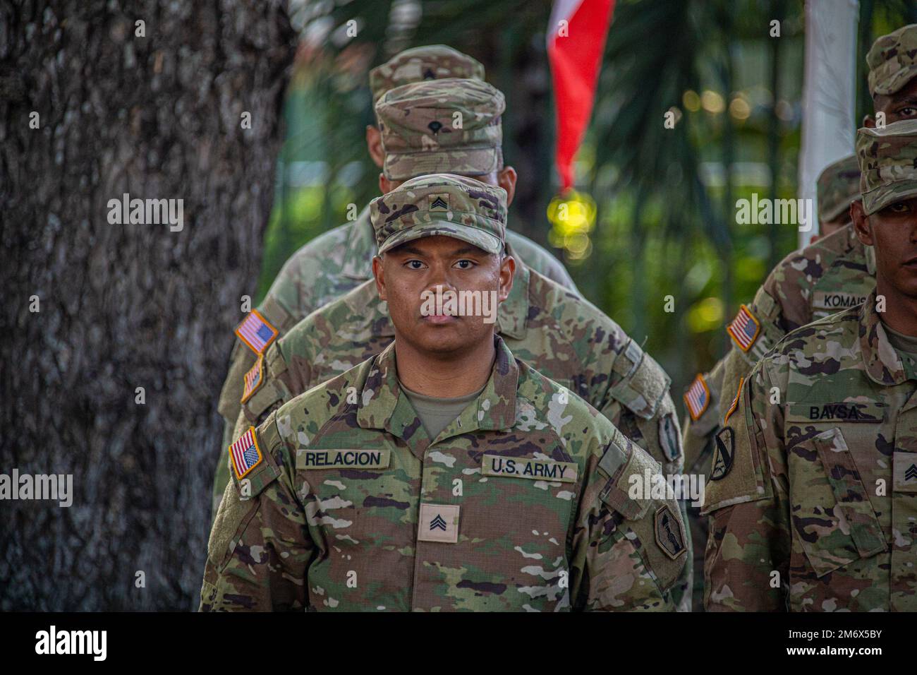 U.S. Army forces and French soldiers participate in a ceremony that ...