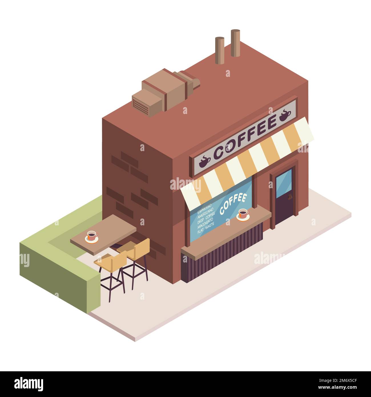 small coffee shop isometric drawing vector in illustration Stock Vector ...