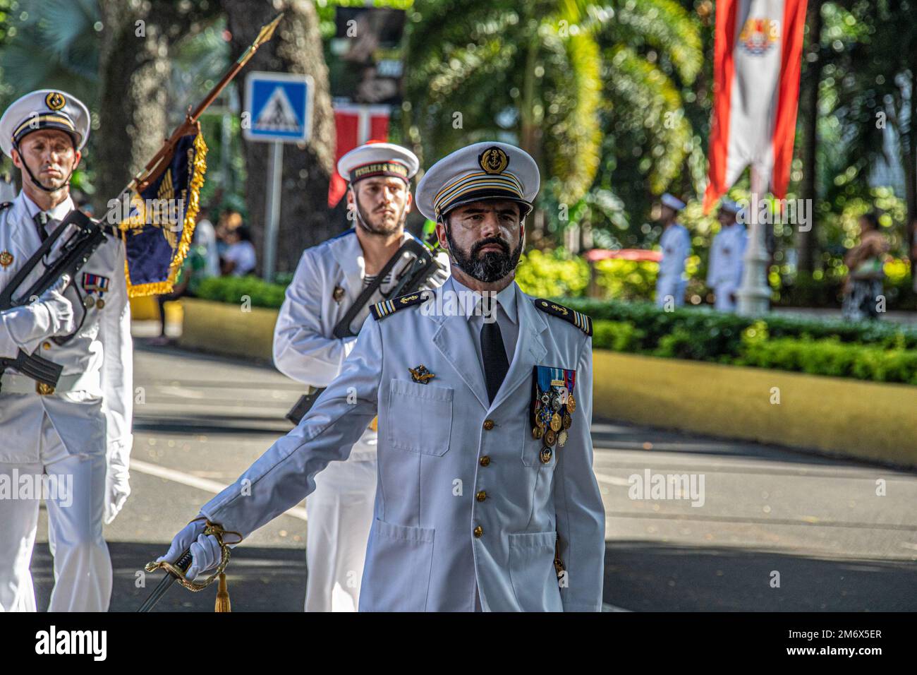 U.S. Army forces and French soldiers participate in a ceremony that ...