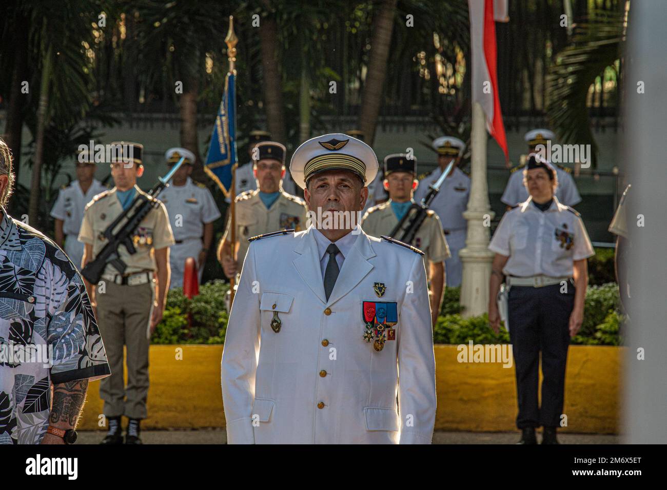 U.S. Army forces and French soldiers participate in a ceremony that ...