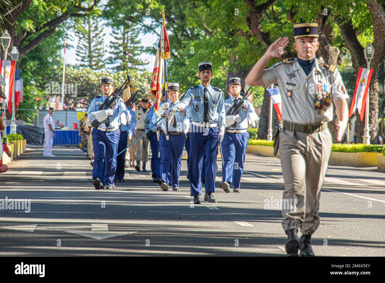 U.S. Army forces and French soldiers participate in a ceremony that ...