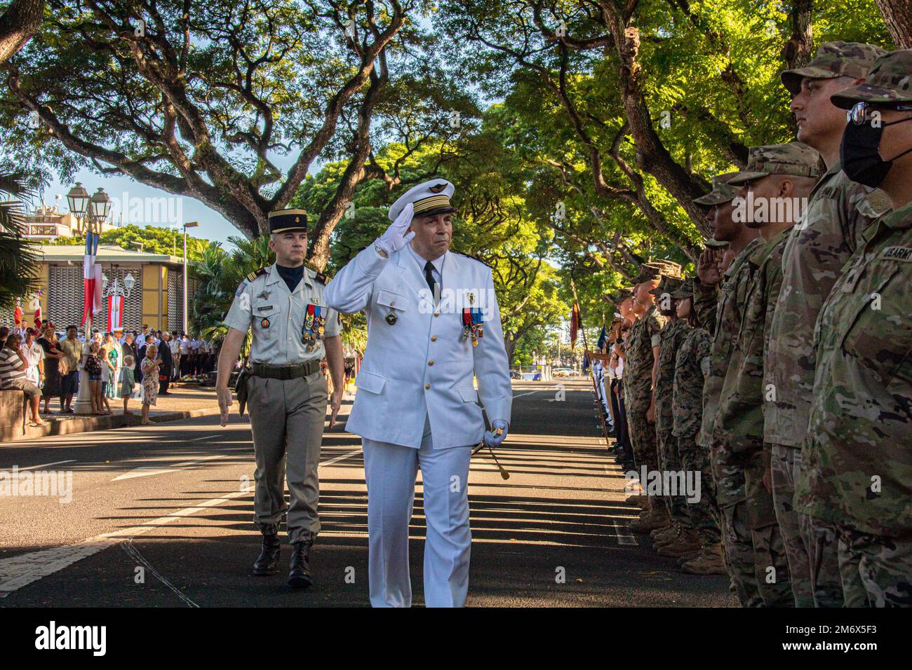 U.S. Army forces and French soldiers participate in a ceremony that ...