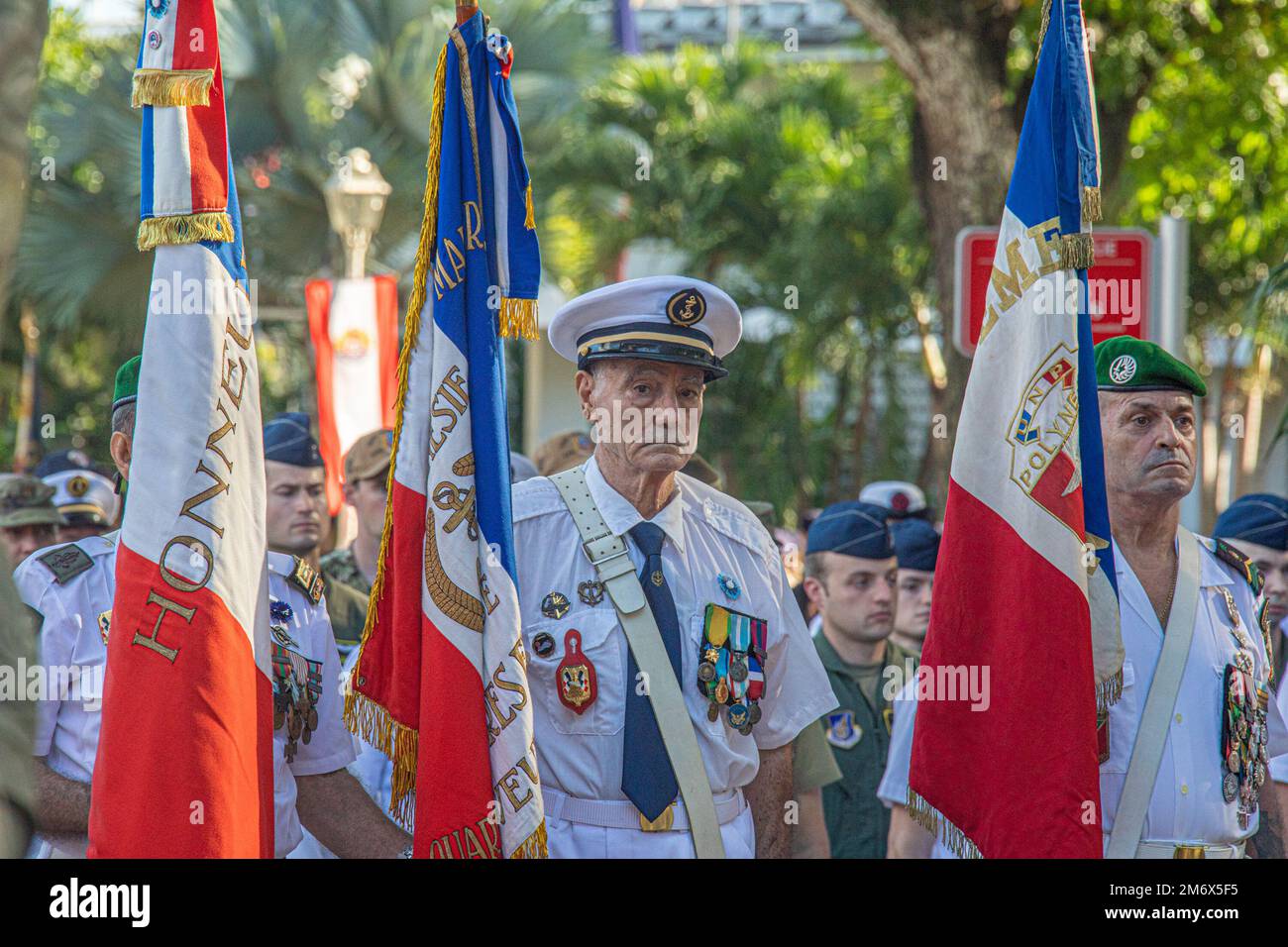 U.S. Army forces and French soldiers participate in a ceremony that ...