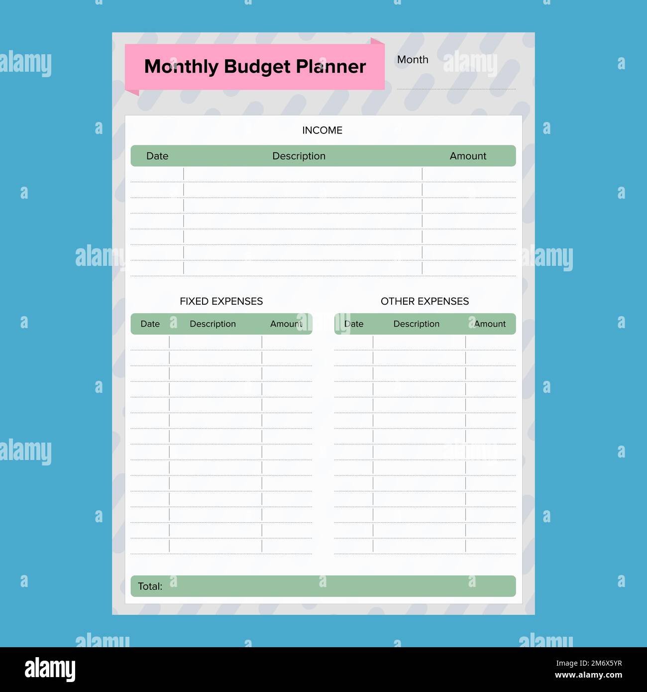 monthly budget planner taking into account fixed and other expenses ...