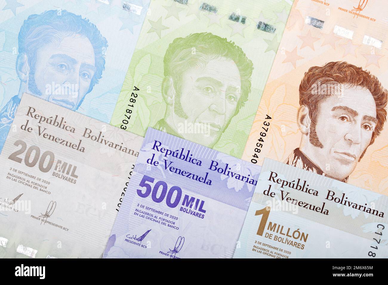 Venezuelan bolivar a business background with new series of banknotes ...