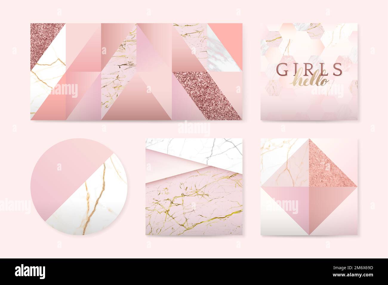 Pink feminine geometric background vectors set Stock Vector Image & Art ...