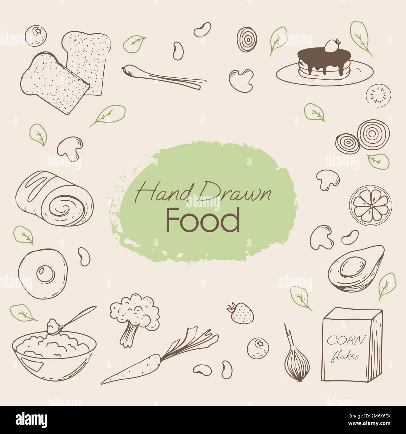 hand drawn food collection in illustration and vector Stock Vector ...