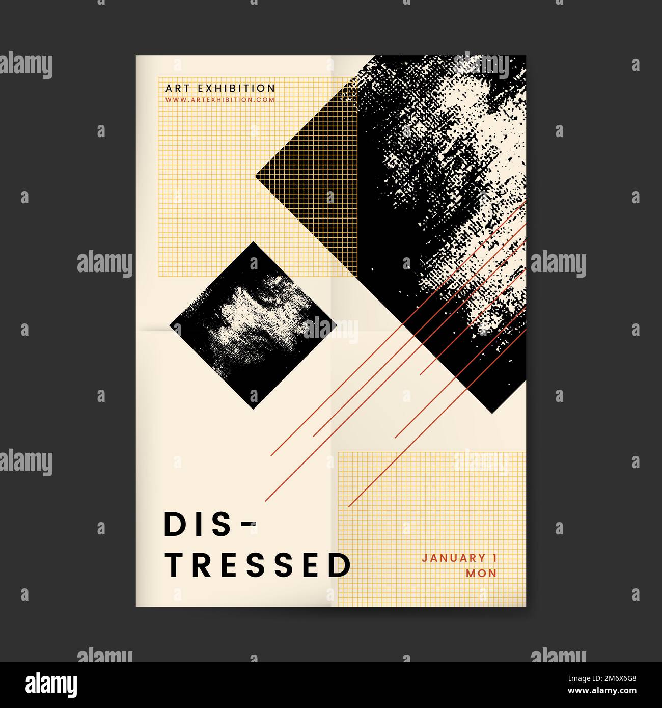 Grunge black distressed textured beige poster Stock Vector Image & Art ...