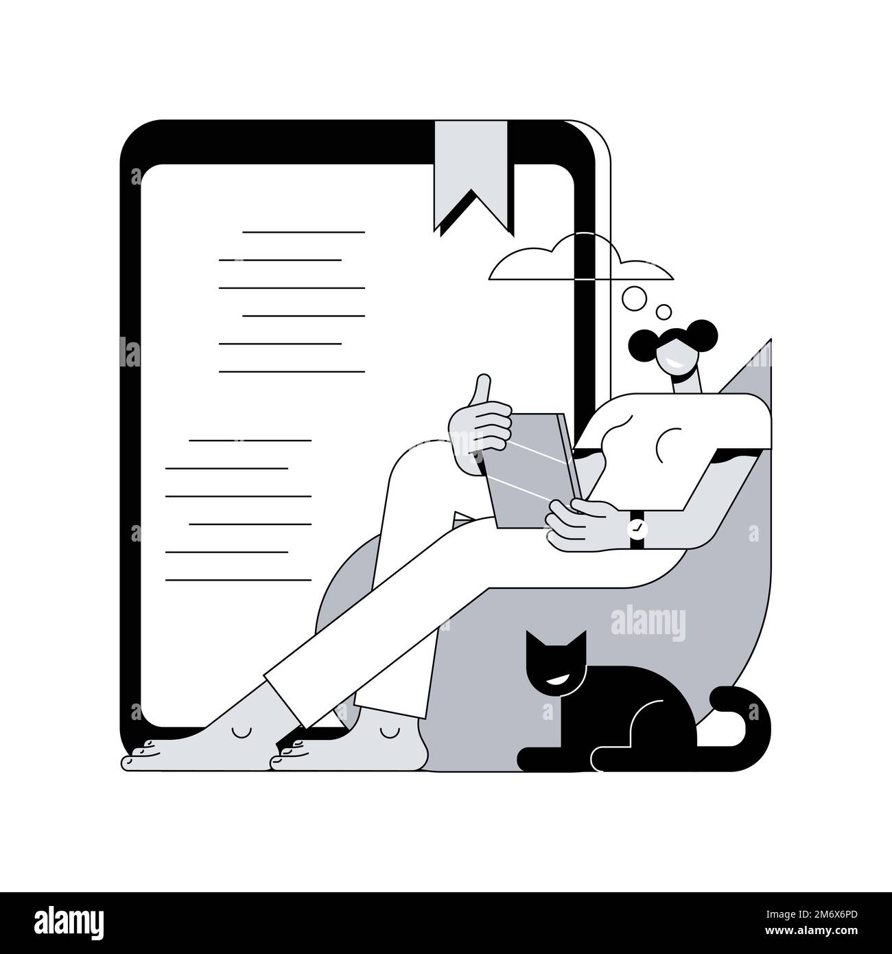 Digital reading abstract concept vector illustration. E-classroom ...