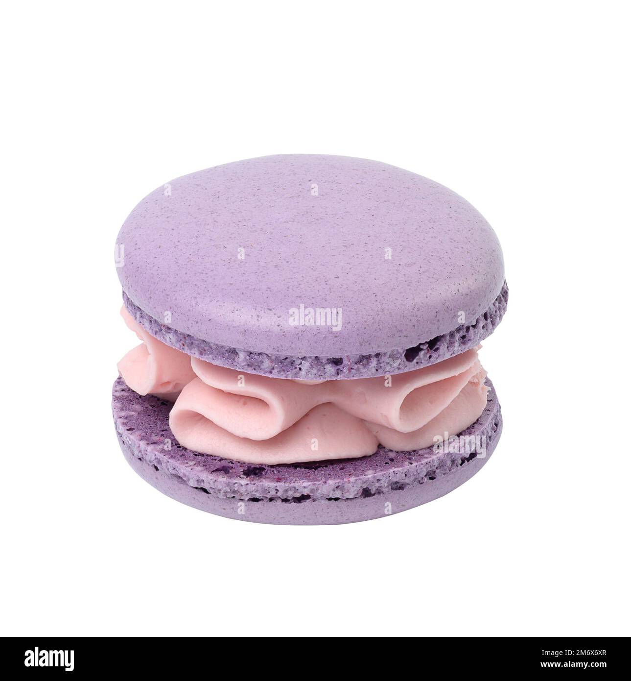 Baked almond macaron with cream on a white isolated background Stock ...