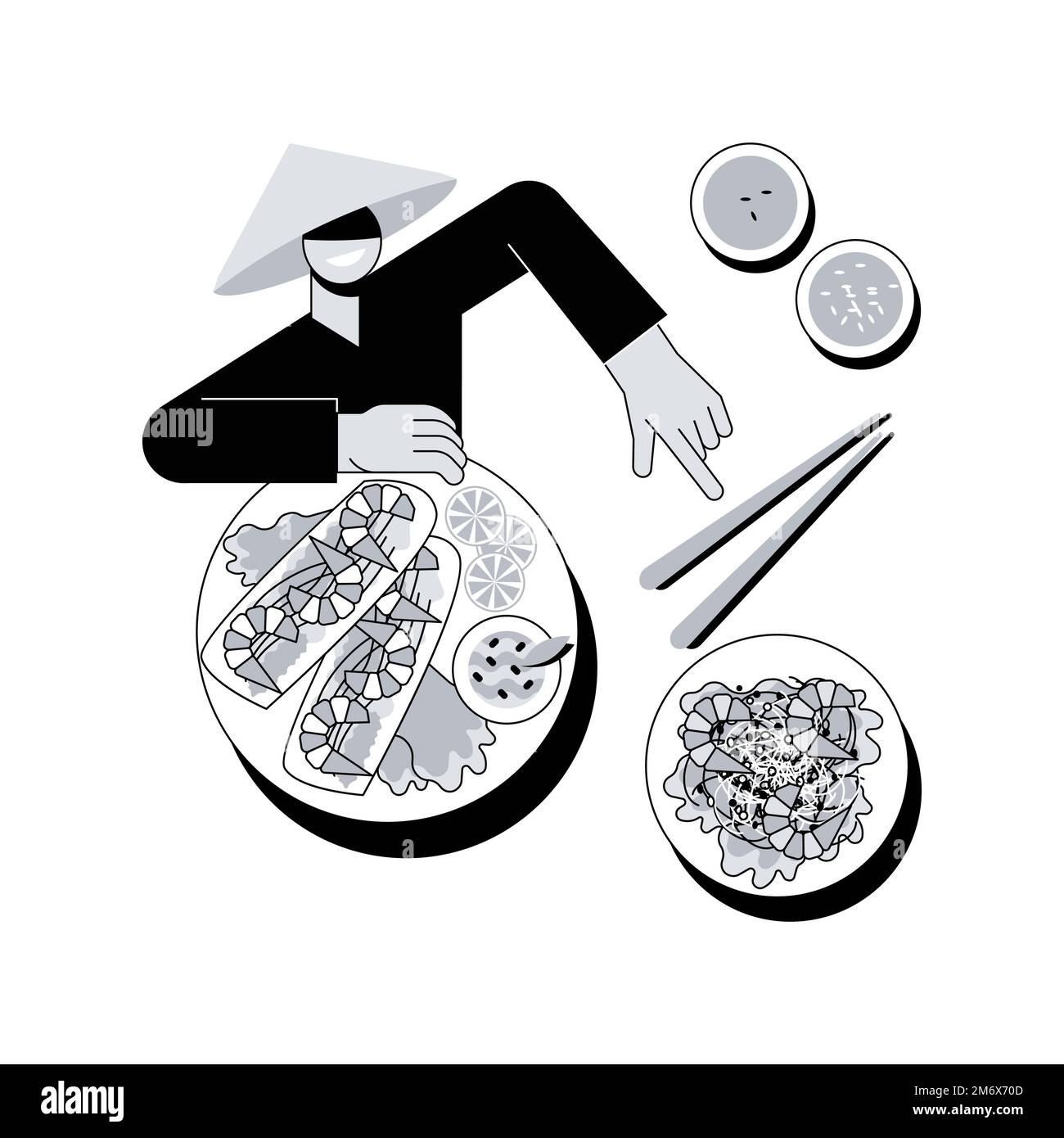 Vietnamese cuisine abstract concept vector illustration. Vegetarian ...