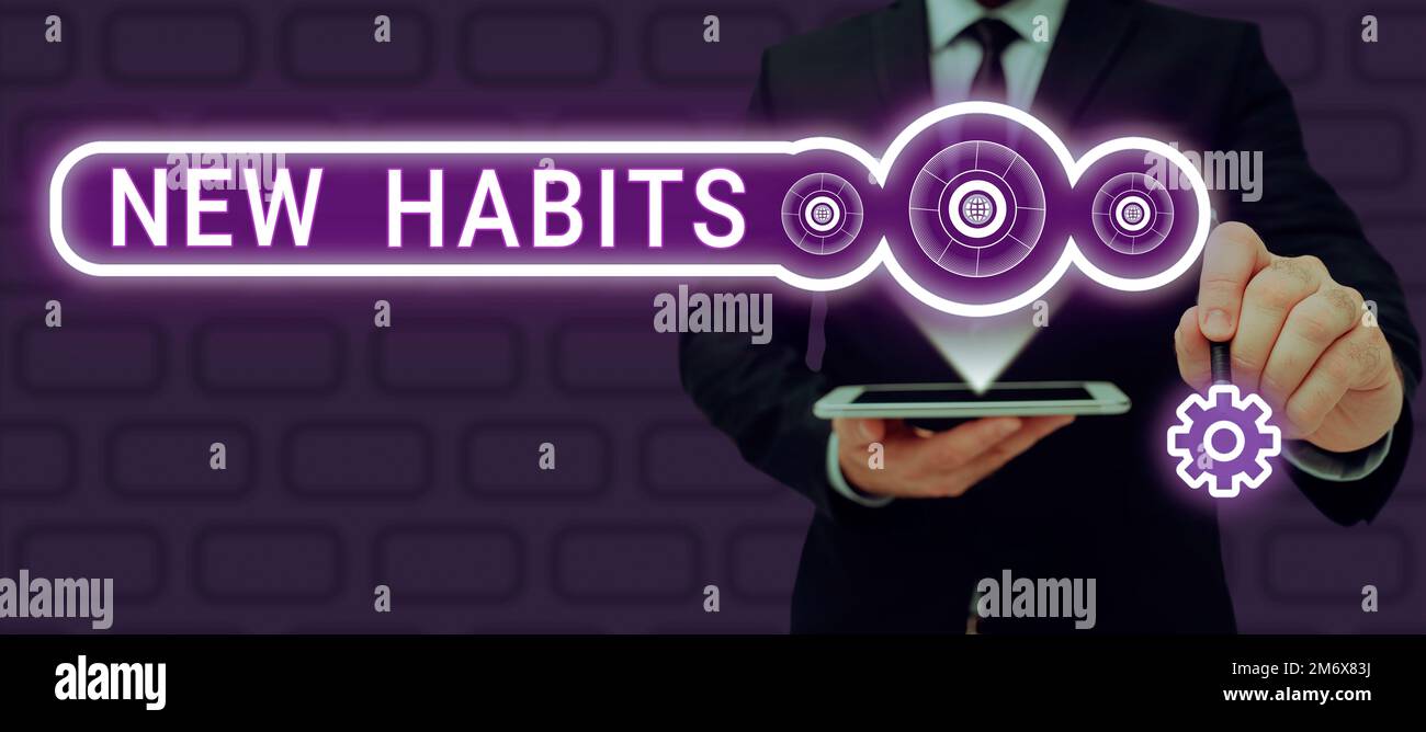 Inspiration showing sign New Habits. Business concept change the ...