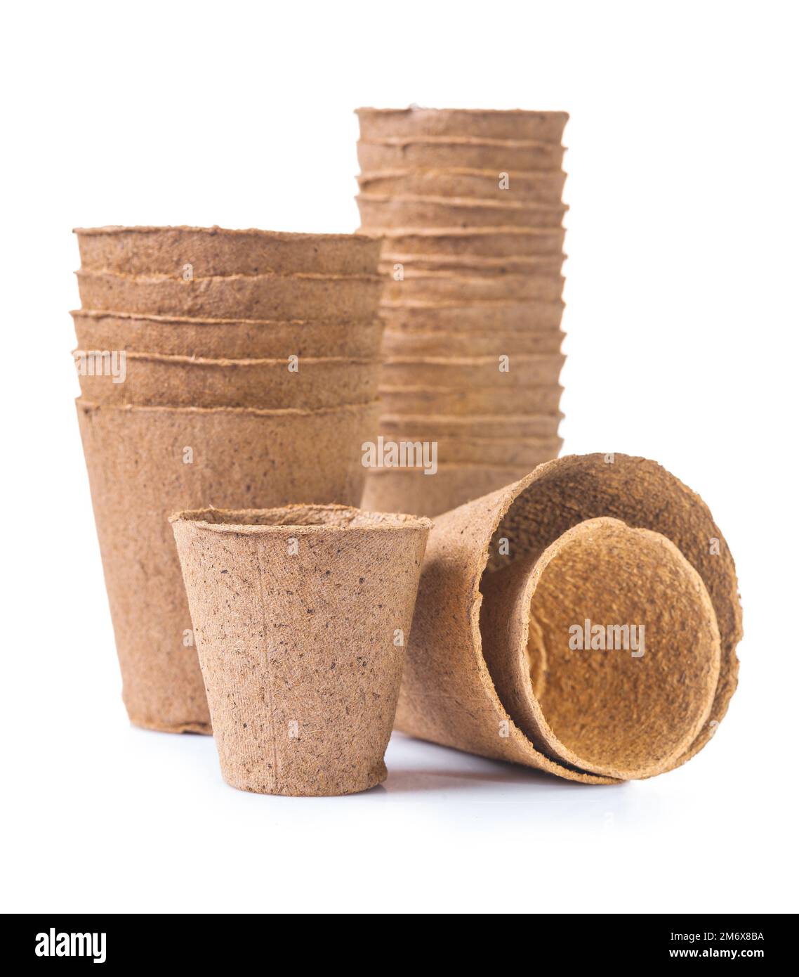 big set of peat pots isolated on white background Stock Photo - Alamy