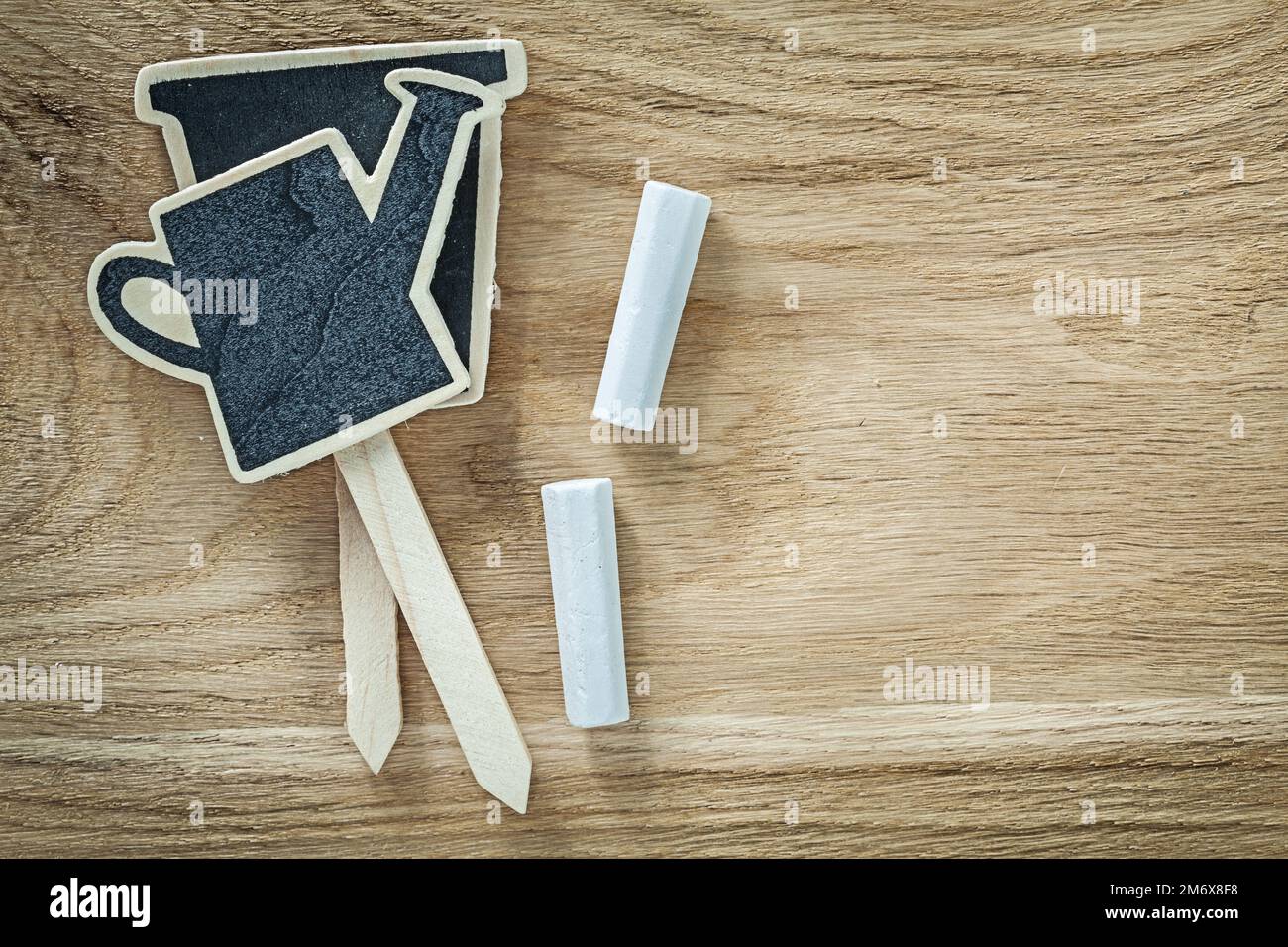 Black wooden chalkboard price sign tags on wood board gardening concept ...