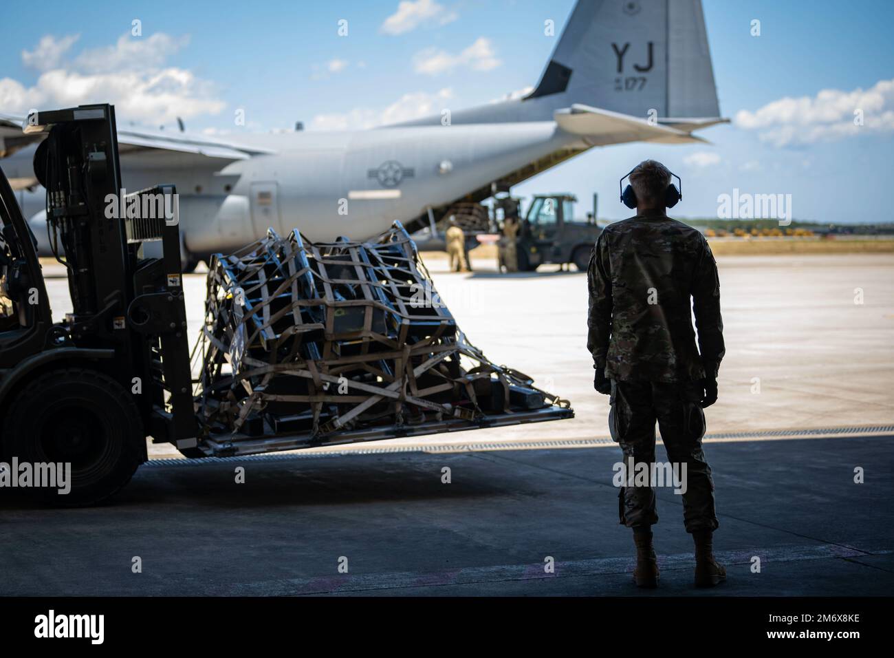 A U.S. Air Force Airman assigned to the 374th Logistics Readiness ...