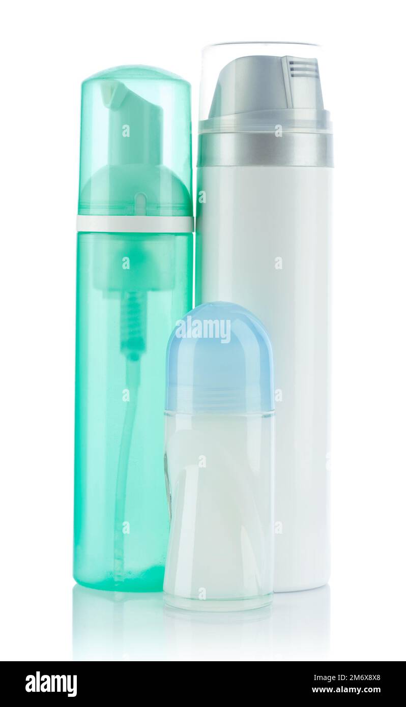 bottles and deodorant Stock Photo - Alamy