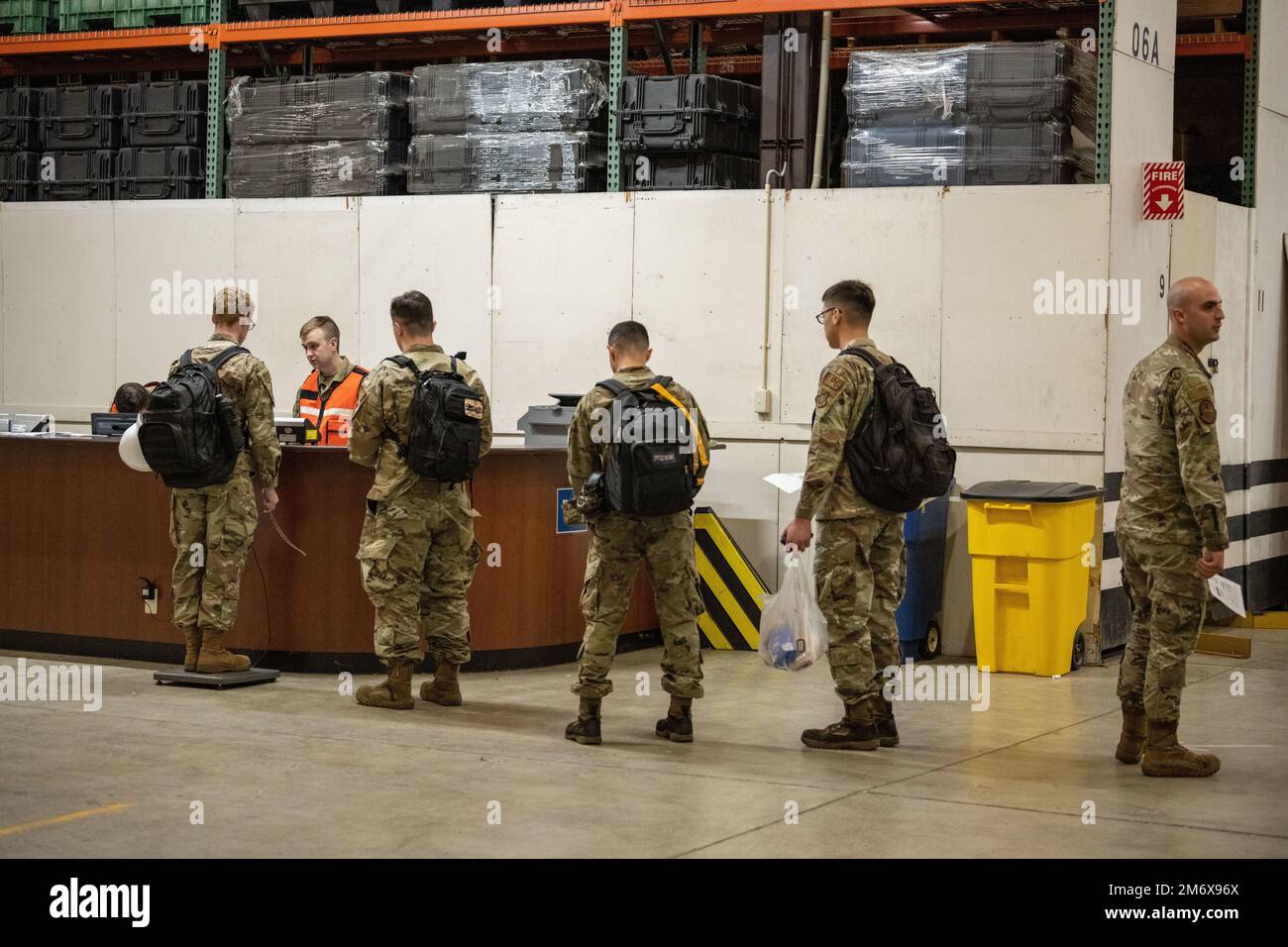 U.S Airmen assigned to the 35th Fighter Wing pass through a personnel ...