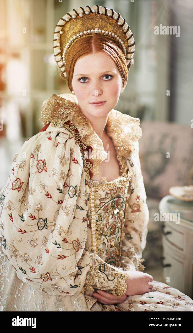 Wearing only the finest for her courtiers. Portrait of an elegant noble ...