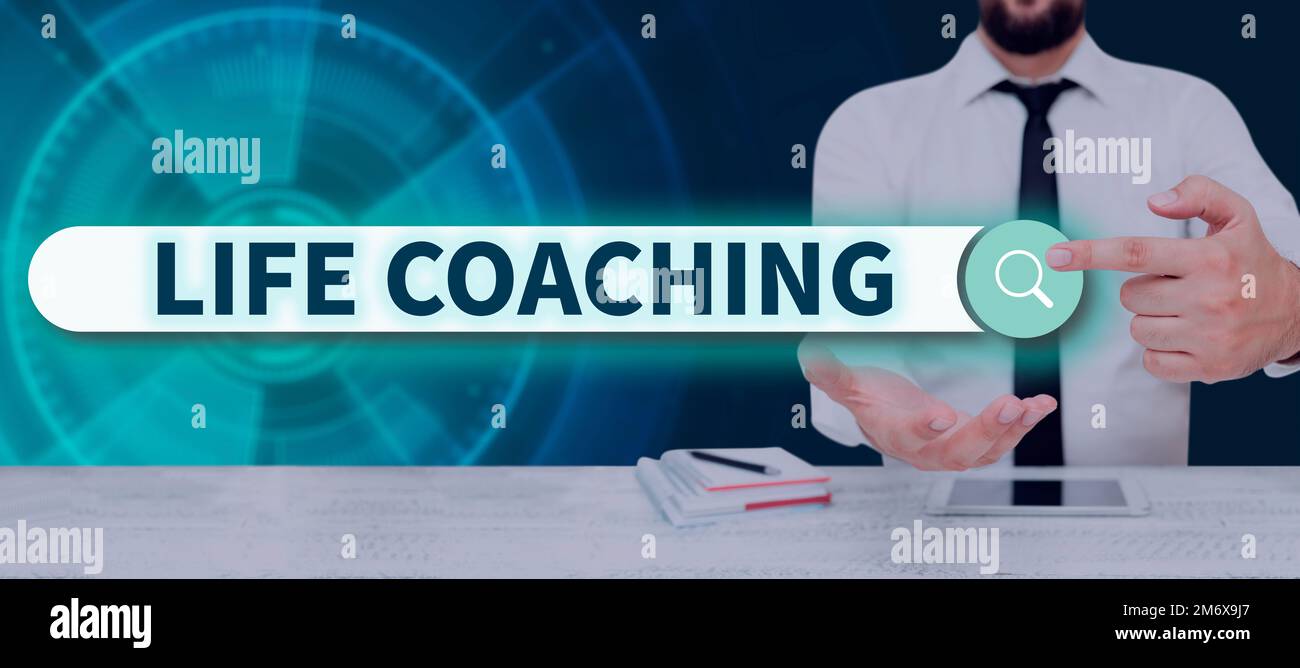 Sign displaying Life Coaching. Business concept Improve Lives by ...