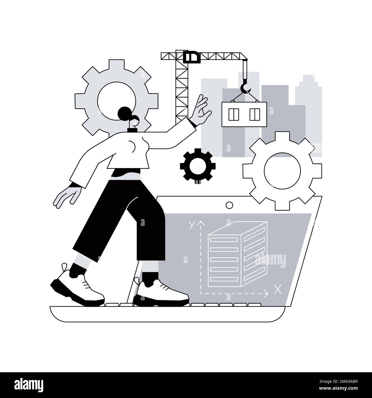 Building Information Modeling Abstract Concept Vector Illustration Collaborative Construction