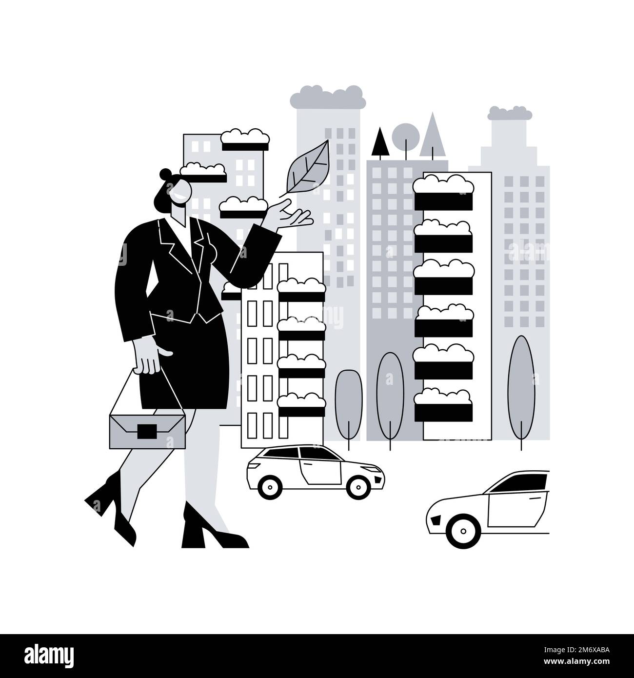 Vertical green city abstract concept vector illustration. Air pollution ...