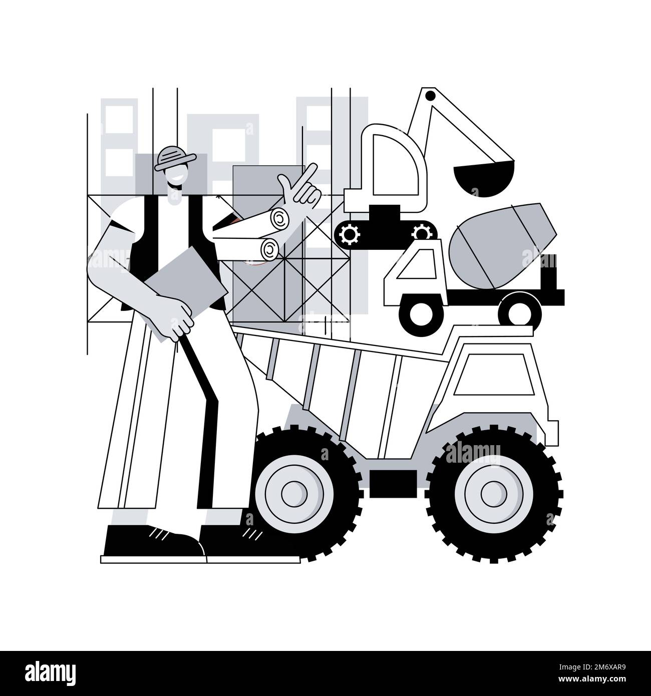 Modern construction machinery abstract concept vector illustration ...