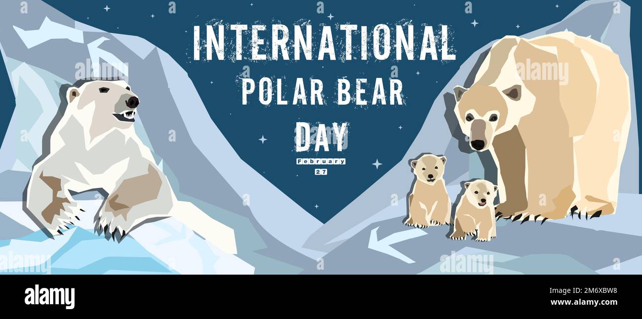 International Polar Bear Day vector. Polar Bear Day Poster or banner February 27. Important day ...