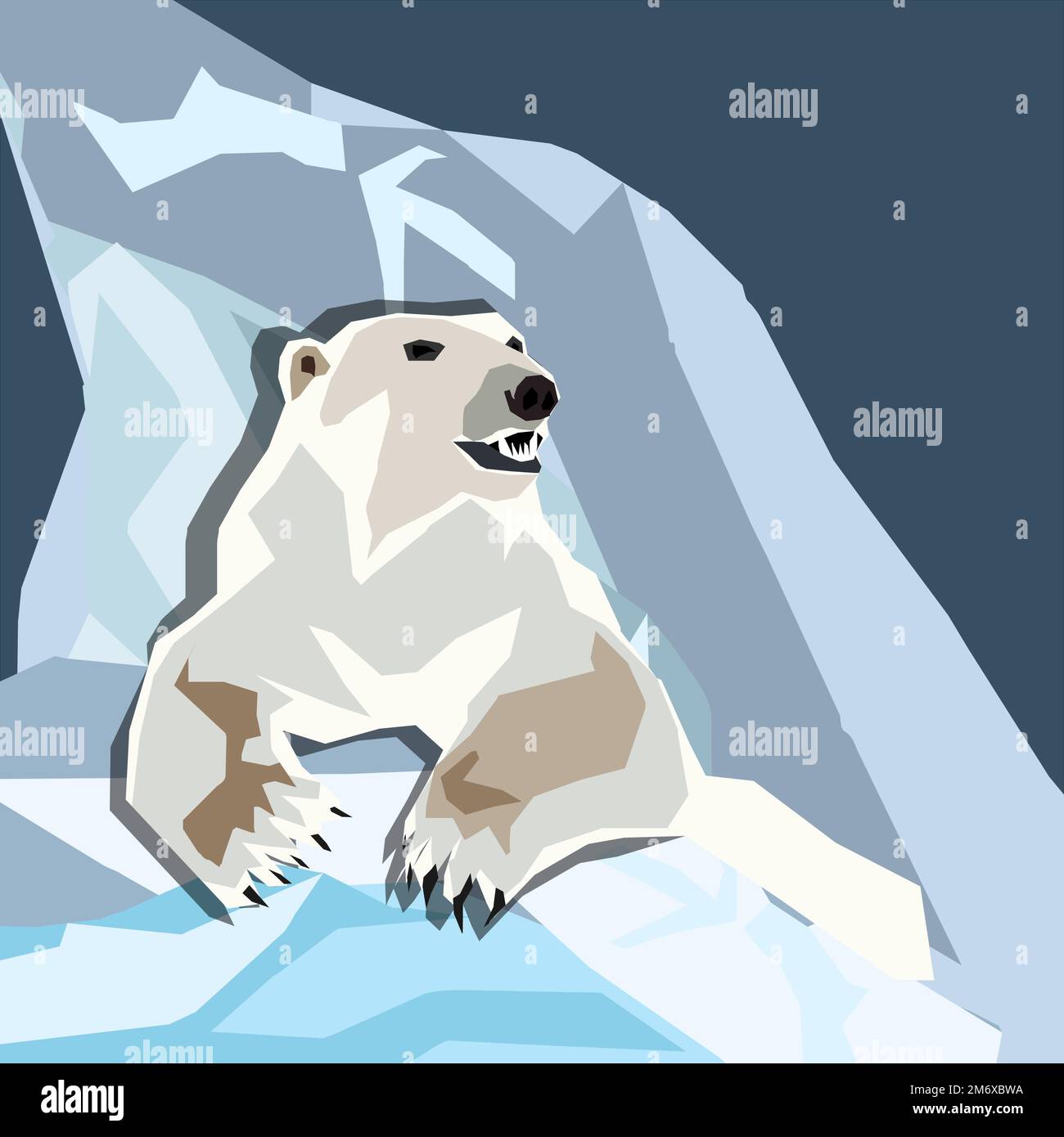 Polar bear on the background of the glacier vector illustration Stock ...