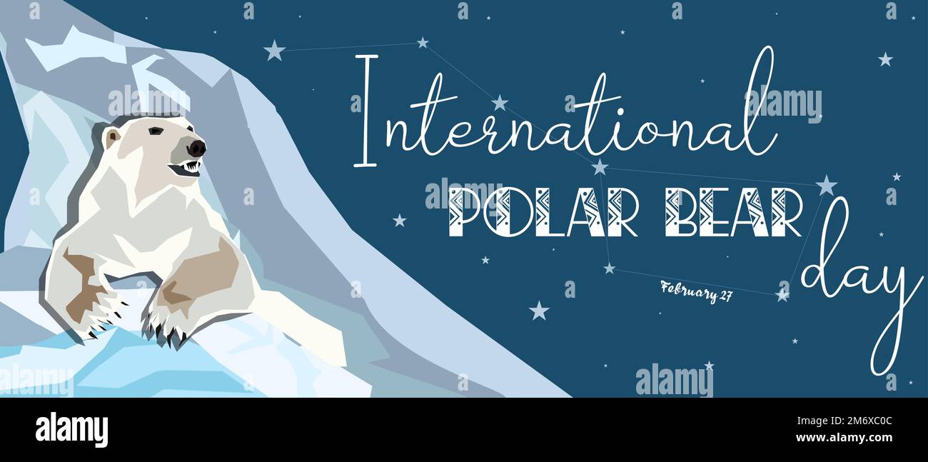 International Polar Bear Day vector. Polar Bear Day Poster or banner February 27. Important day ...