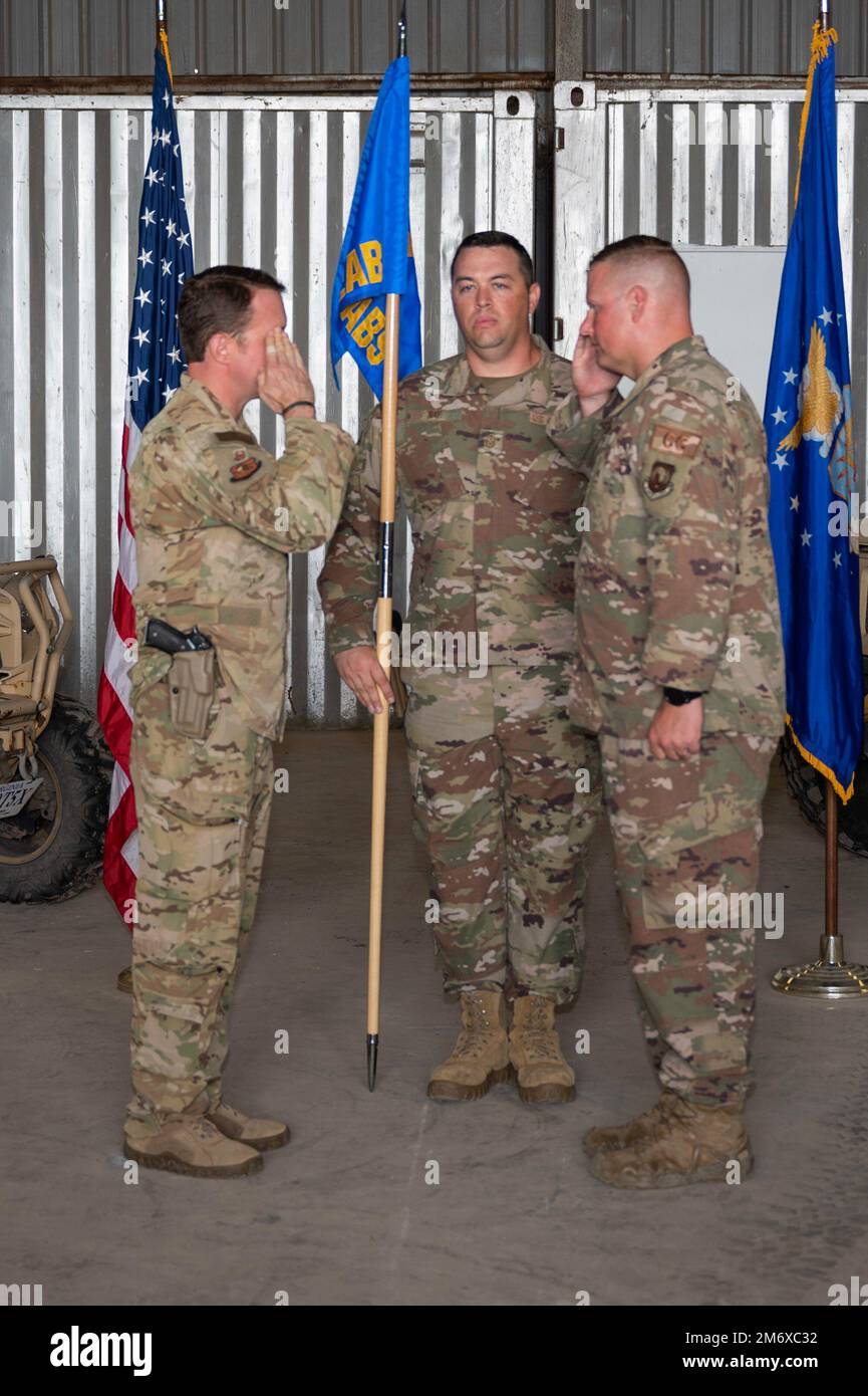 U.S. Air Force Lt. Col. Drew Gehler, right, commander of the 475th ...