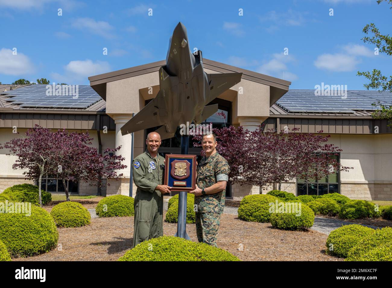 U.S. Marine Corps Col. Shawn Basco, right, commanding officer, Marine ...