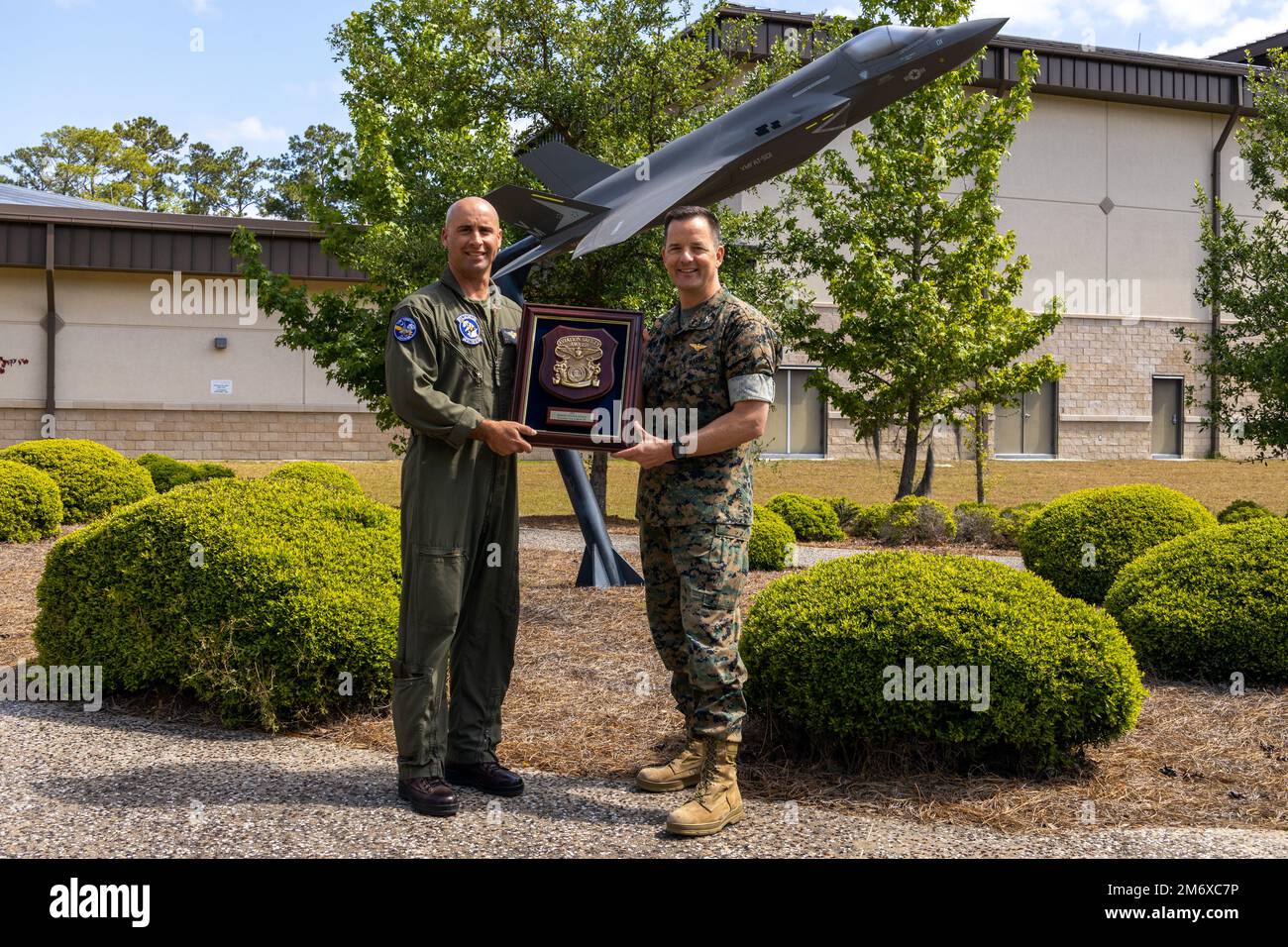 U.S. Marine Corps Col. Shawn Basco, right, commanding officer, Marine ...