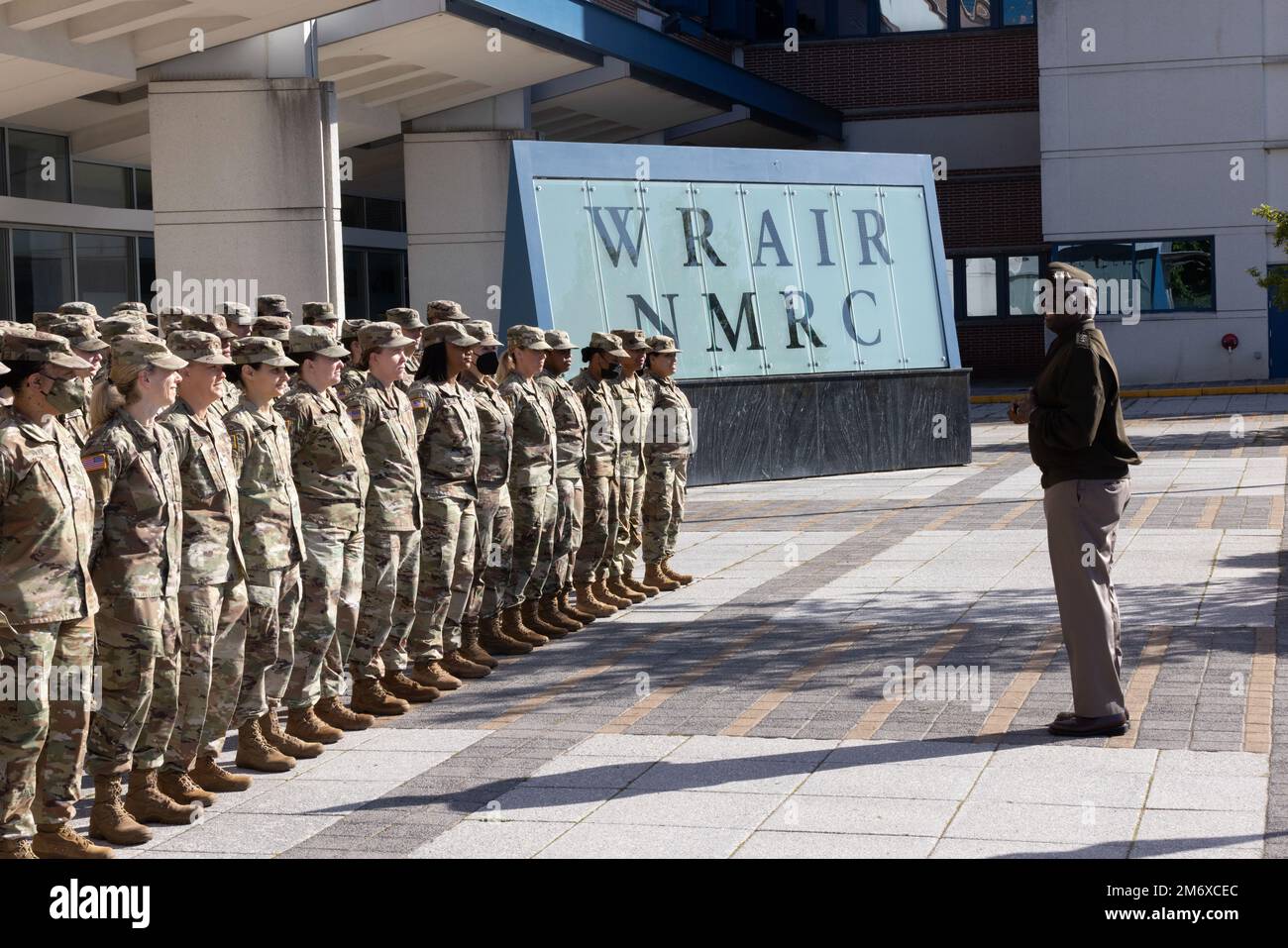 Army Surgeon General, Lt. Gen. R. Scott Dingle speaks to a formation of ...
