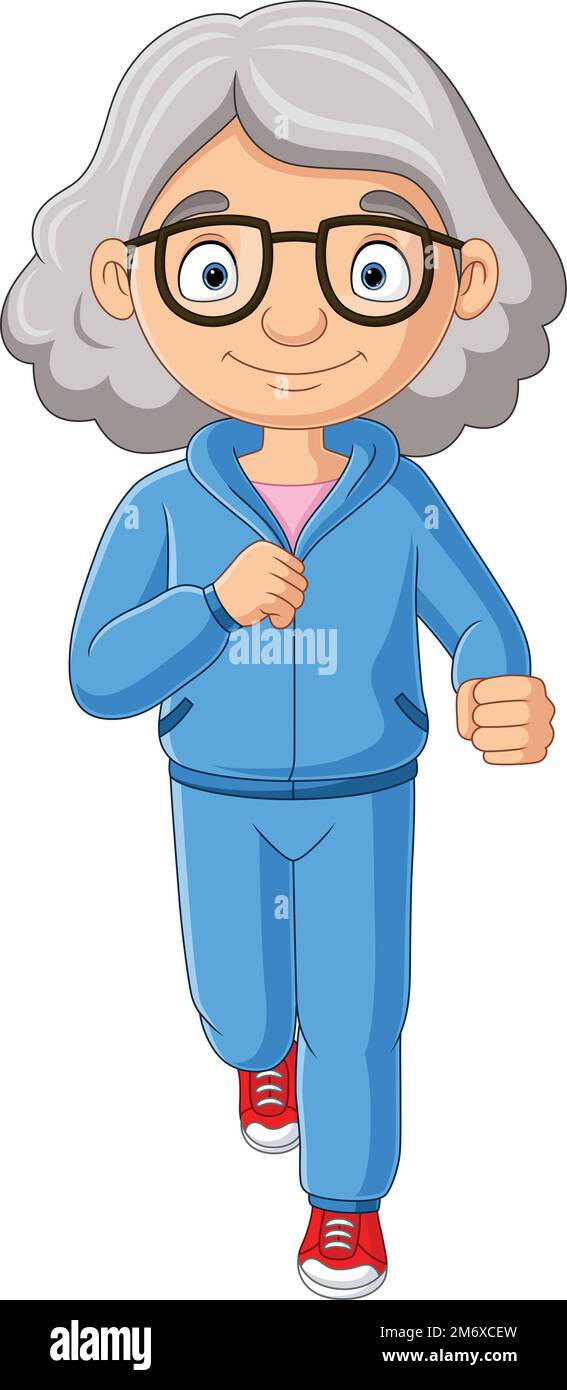 Cartoon grandma jogging on white background Stock Vector Image & Art ...