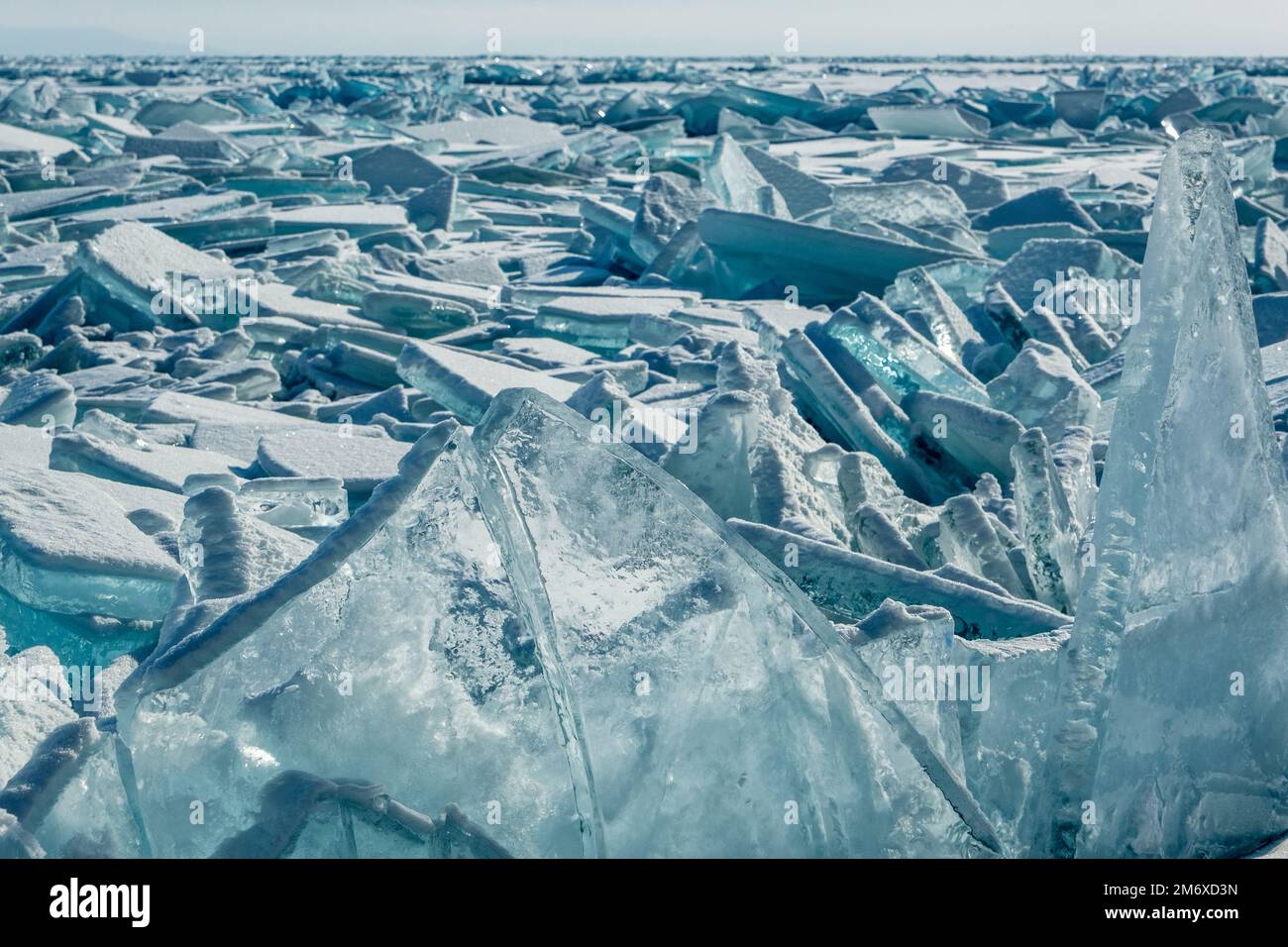 Ridge of ice hummocks on Lake Baikal Stock Photo - Alamy
