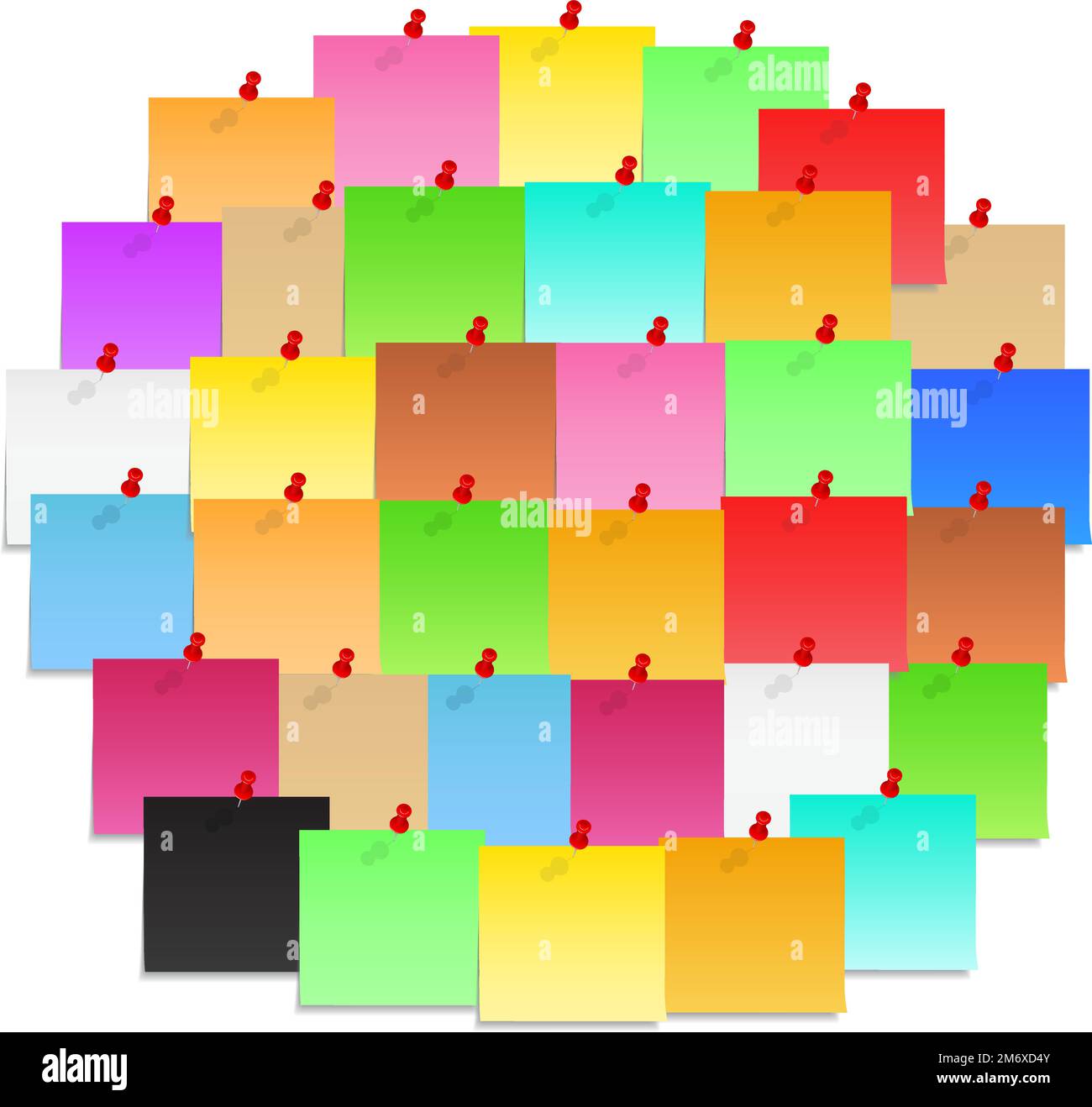 Circle made of color post-it notes, vector eps10 illustration Stock ...