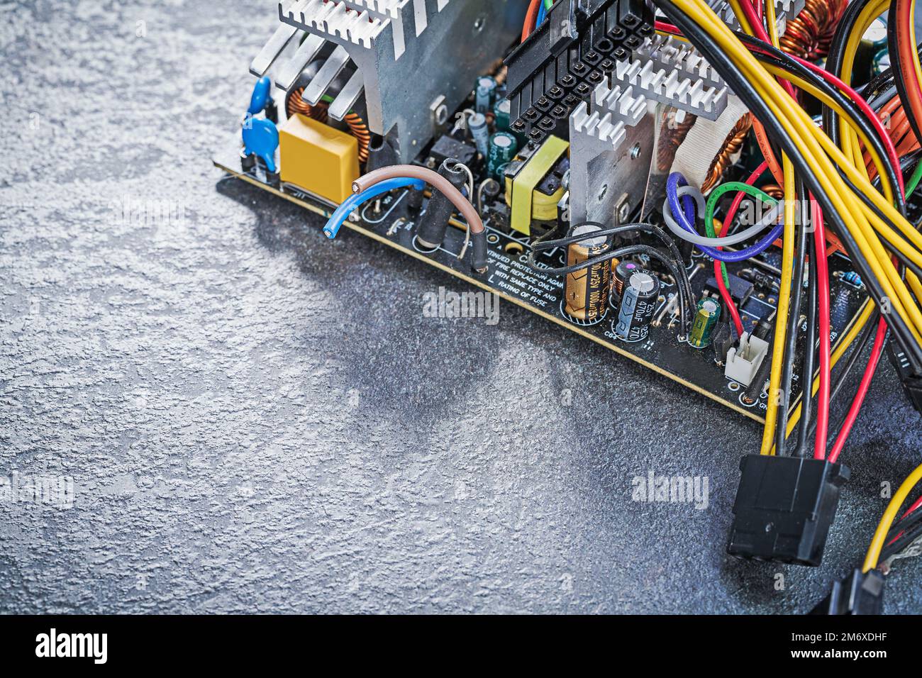 Electric scheme cables with connectors on black background electricity ...