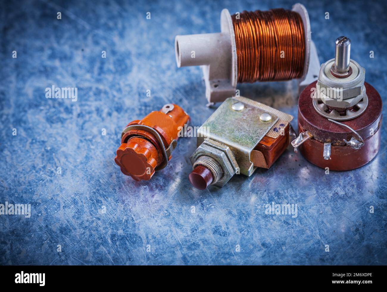 Electric toggles transformer fuse holder on metallic surface ...