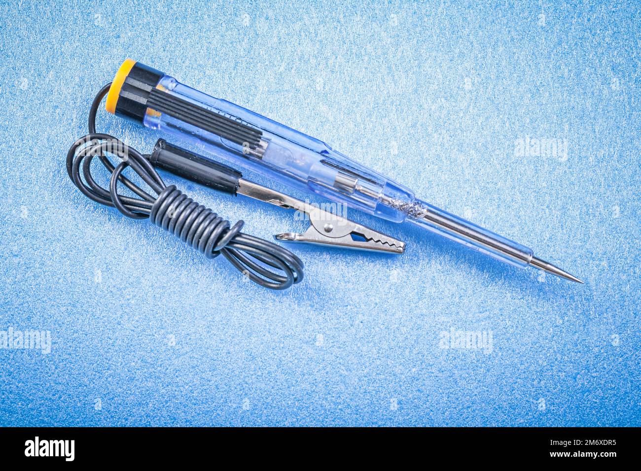 Electrical testers on blue background horizontal version electricity ...