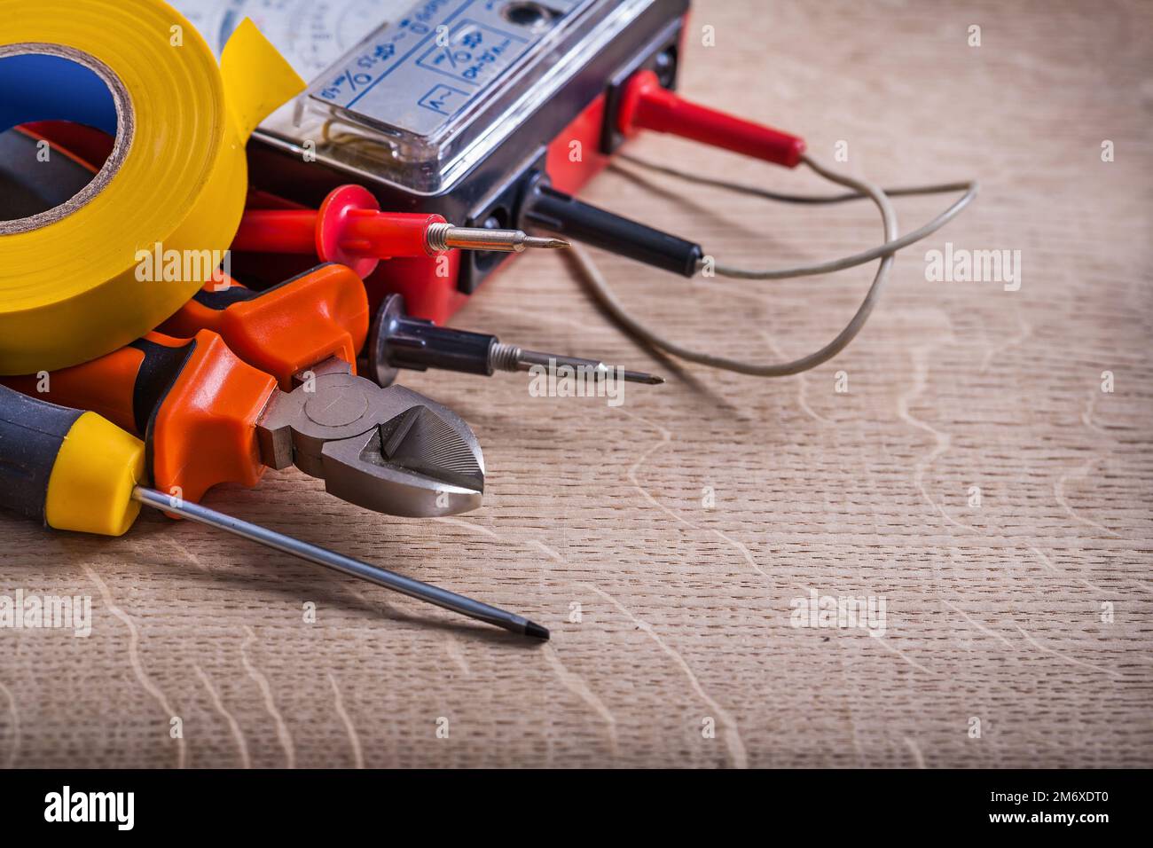 electric tester nippers screwdriver and insulating tape Stock Photo - Alamy