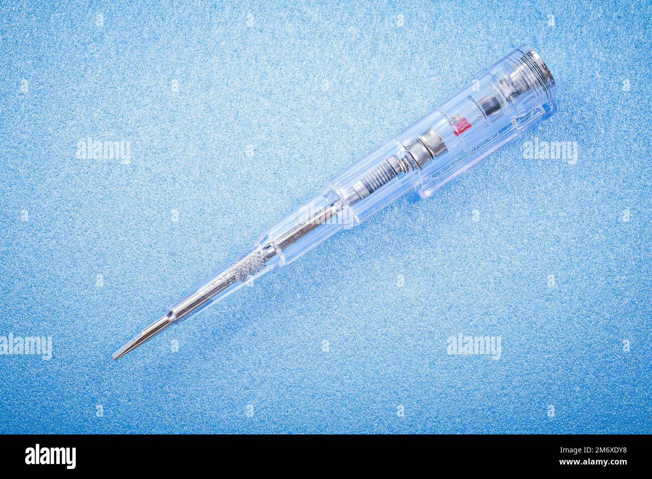 Electrical tester on blue background top view electricity concept Stock ...