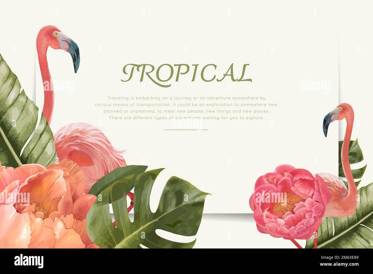 Tropical poster with flamingos illustration Stock Vector Image & Art ...