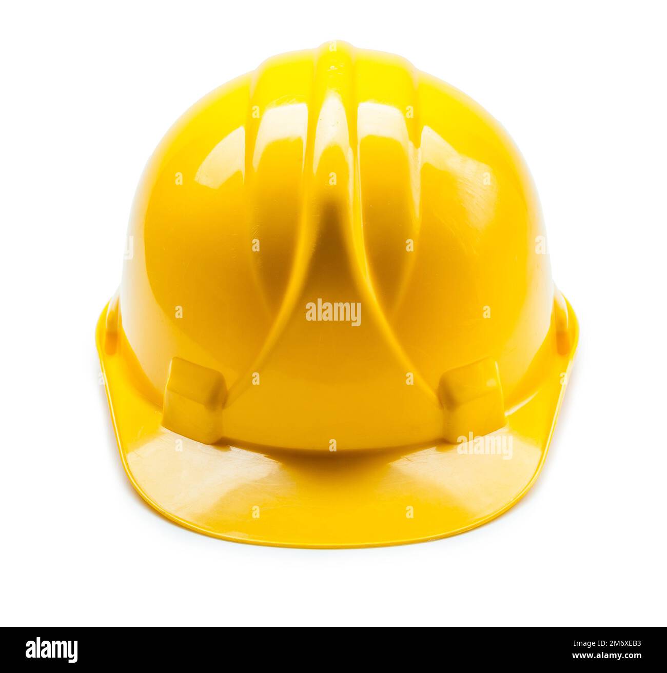 front view construction yellow helmet isolated on white background ...