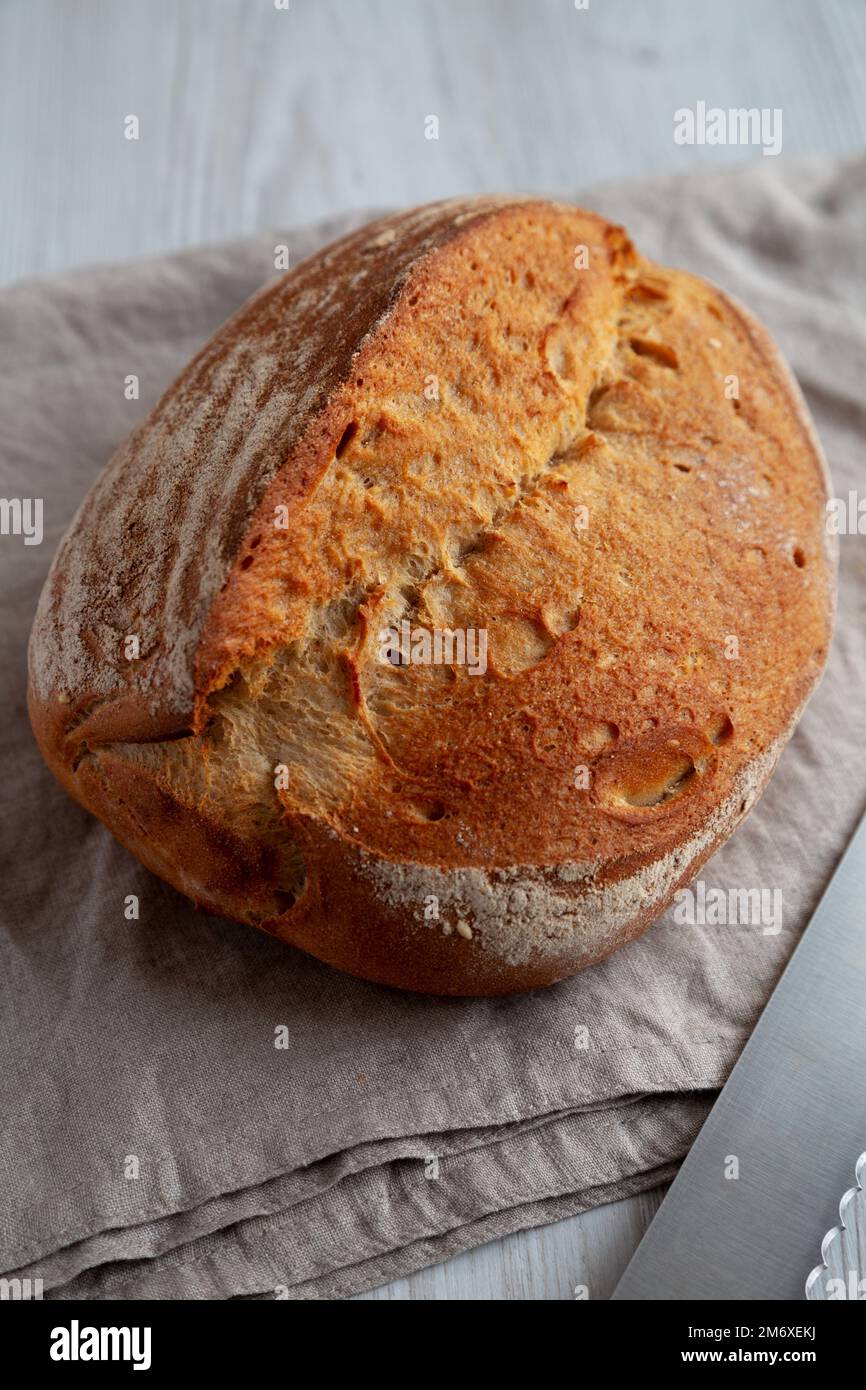 Homemade Sourdough Bread, side view. Close-up Stock Photo - Alamy