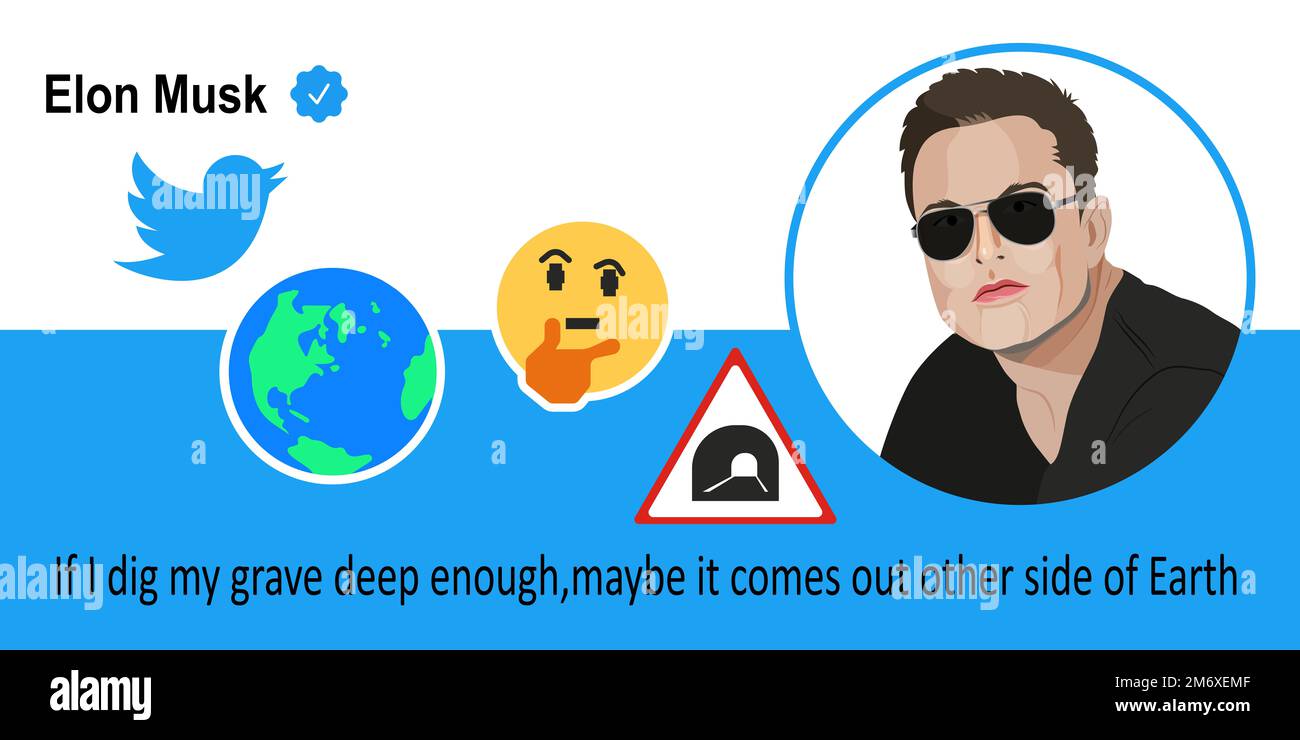 Editorial illustration of Elon Musk tweet. January 6, 2023 Elon Musk ...