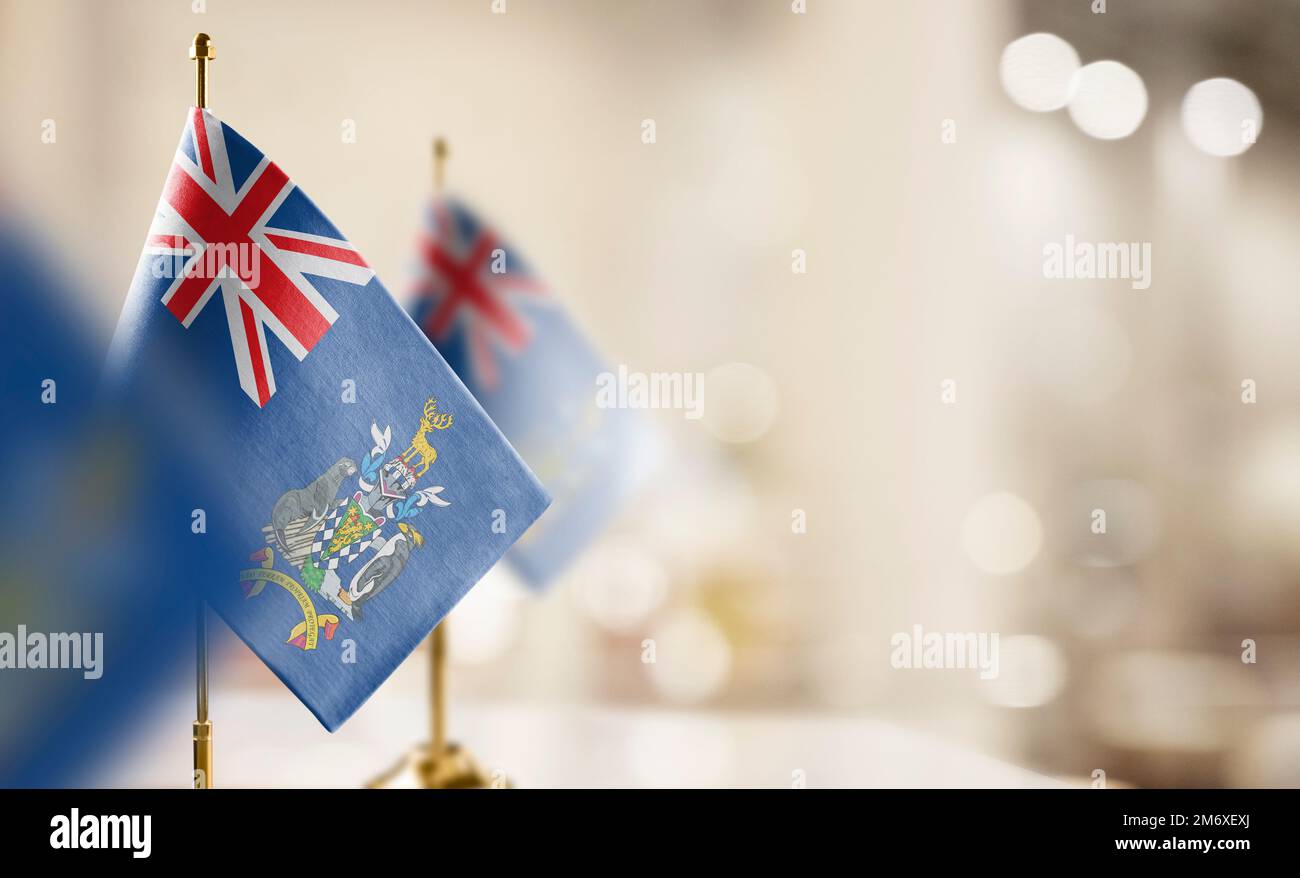 Small flags of the South Georgia and the South Sandwich Islands on an ...