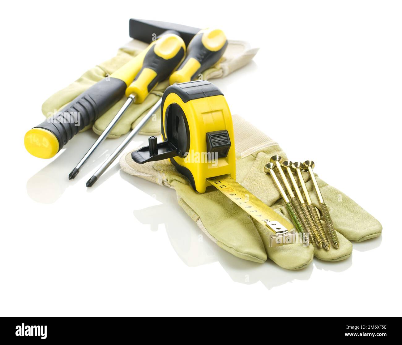 gloves with tools for building Stock Photo - Alamy