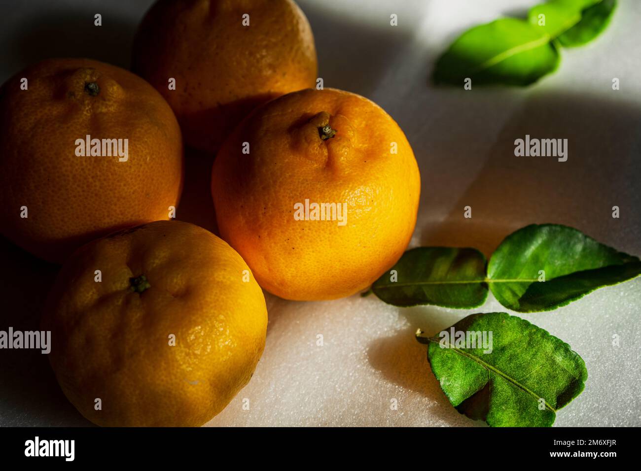 Orange fruits with light and shadow on white background Stock Photo - Alamy