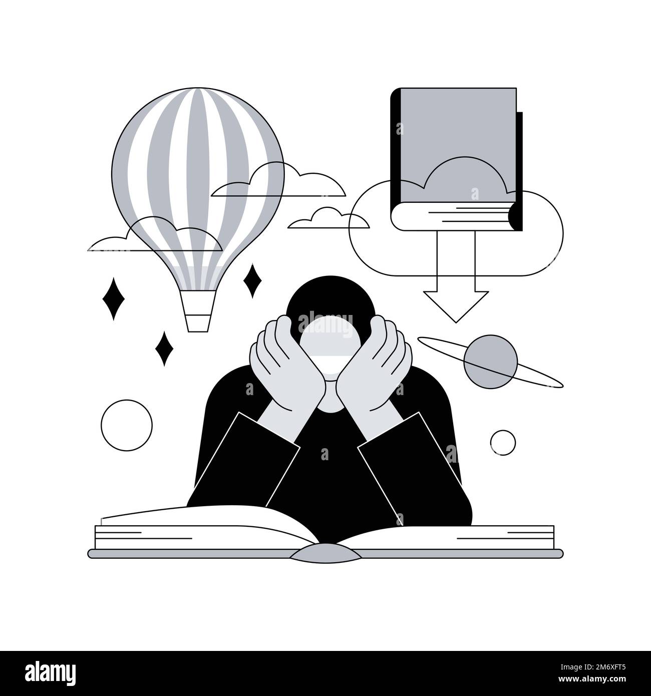 Read a book abstract concept vector illustration. Spend time in self ...